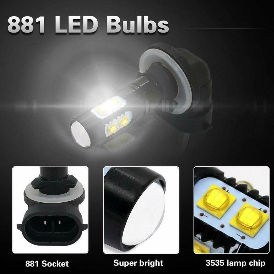 1 Pair 881 LED Fog Light Driving Bulbs 862 886 889 894 896 898 Xenon ...