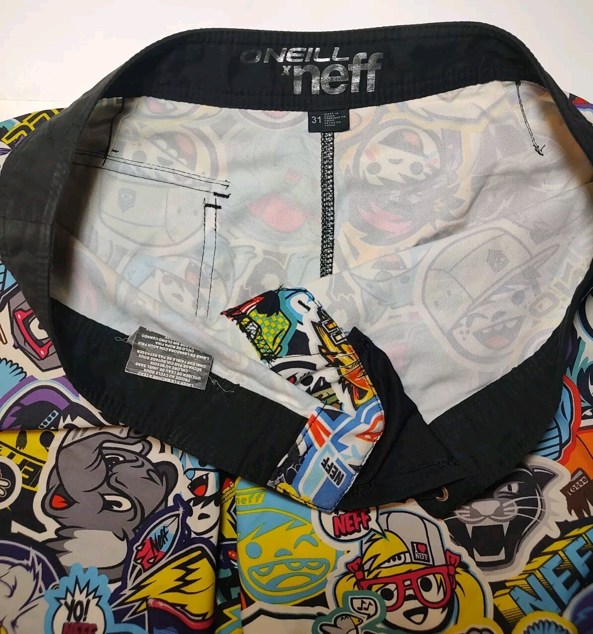 ONEILL x NEFF Graffiti & Faces Board Shorts Size 31 Swim Trunks | eBay