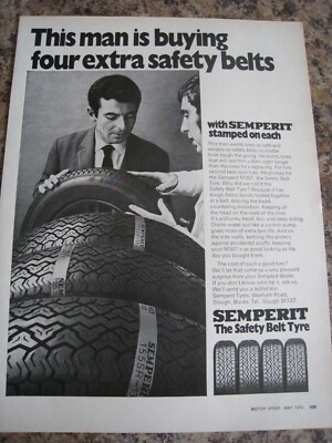 SEMPERIT SAFETY BELT TYRE TOUGH FABRIC BANDS LOCKED TOGET 1970 ADVERT ...