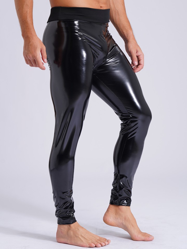 DE Herren Lack Leder Hose Pants Wetlook Legging Lackoptik Lederhose ...