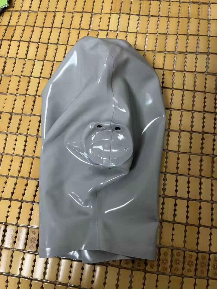 latex gummi mask black teeth 15cm long nose tube lock zip 0.4mm | eBay