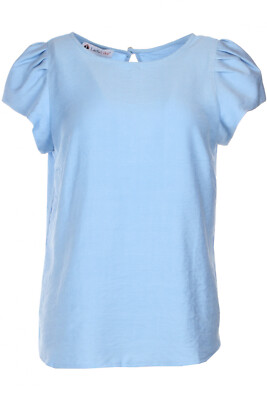 Blue blouse with small sleeves Size 0, 2, 4, 6, 8, 10 US Fashionable ...