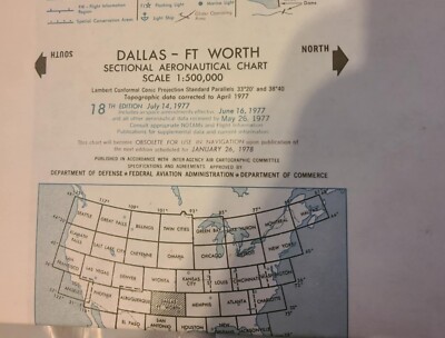 Dallas Ft Worth TX Sectional Aeronautical Chart 1977 Map Flight ...