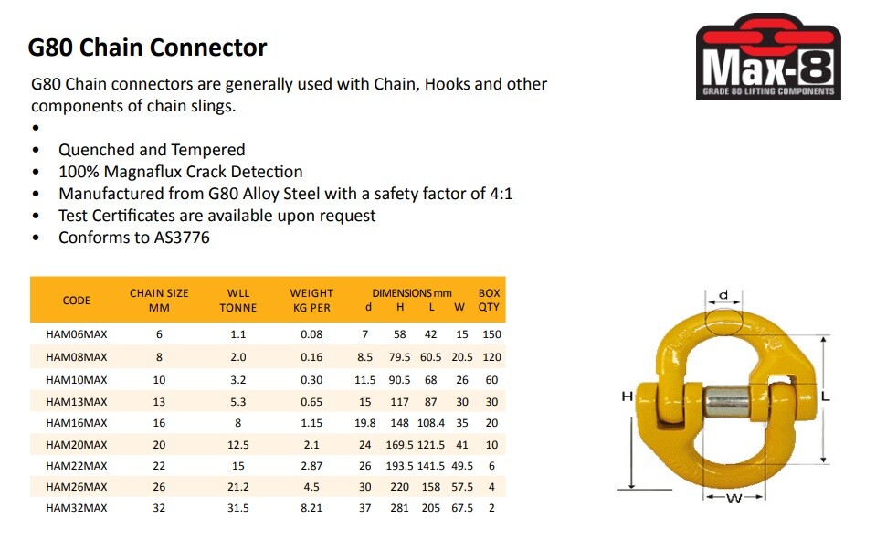 8 x 6mm Chain Link Connector Hammerlock Joiner 4X4 Chain Link Coupler ...