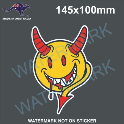 DEVIL EMOJI STICKER FOR TOOLBOX MAN CAVE BEER FRIDGE HOT ROD DRAG CAR ...