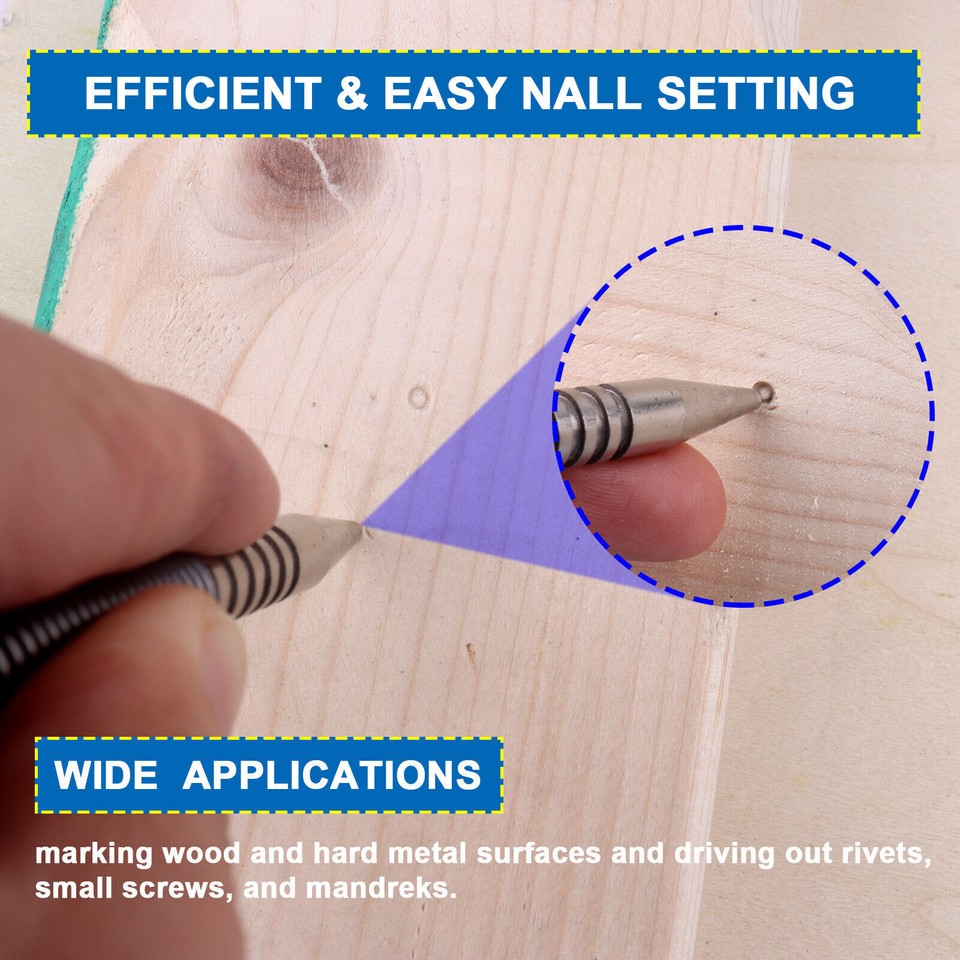 4-Piece Spring Loaded Nail Set, Dual Head Nail Setter and Hinge Pin ...