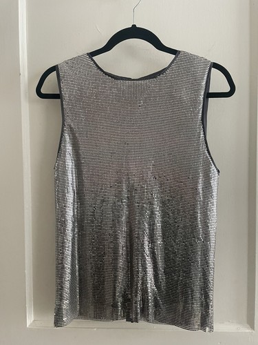 Alice & Olivia Chainmail Top Small Sleeveless Silver | eBay
