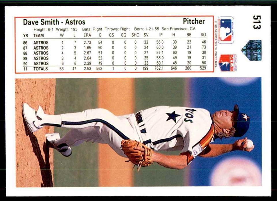 1991 Upper Deck Dave Smith Baseball Cards #513 | eBay