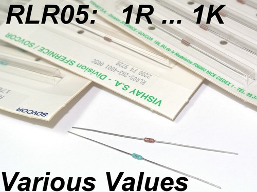 RLR05 1% 100ppm 0.125W Metal Film Resistors Epoxy coated RLR Values: 1R ...