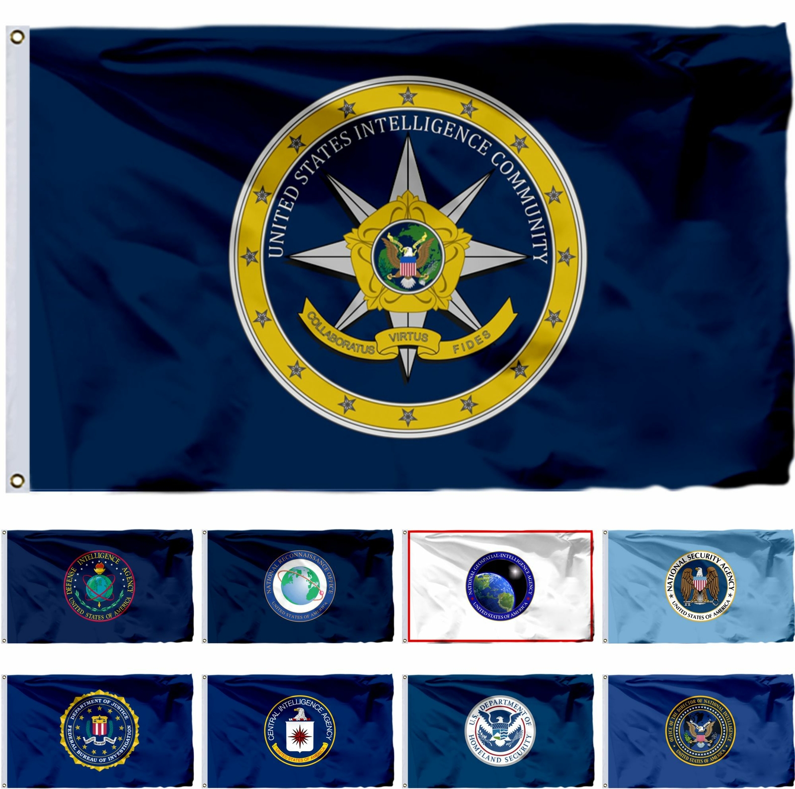 USA Intelligence Community Flag CIA NGA NRO NSA INR MI DIA MCTA ONI CGI ...