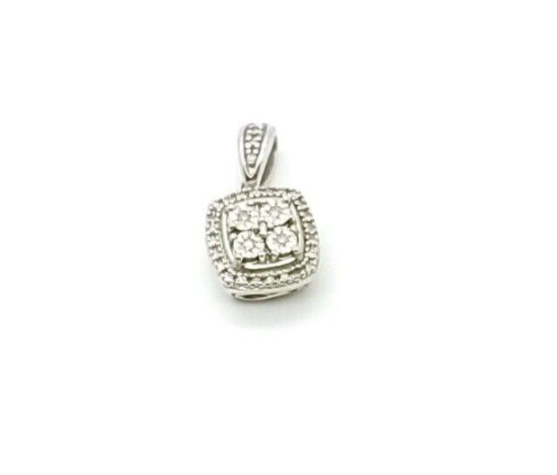 925 Sterling Silver SUN Square Frame Diamond Pendant - Gem