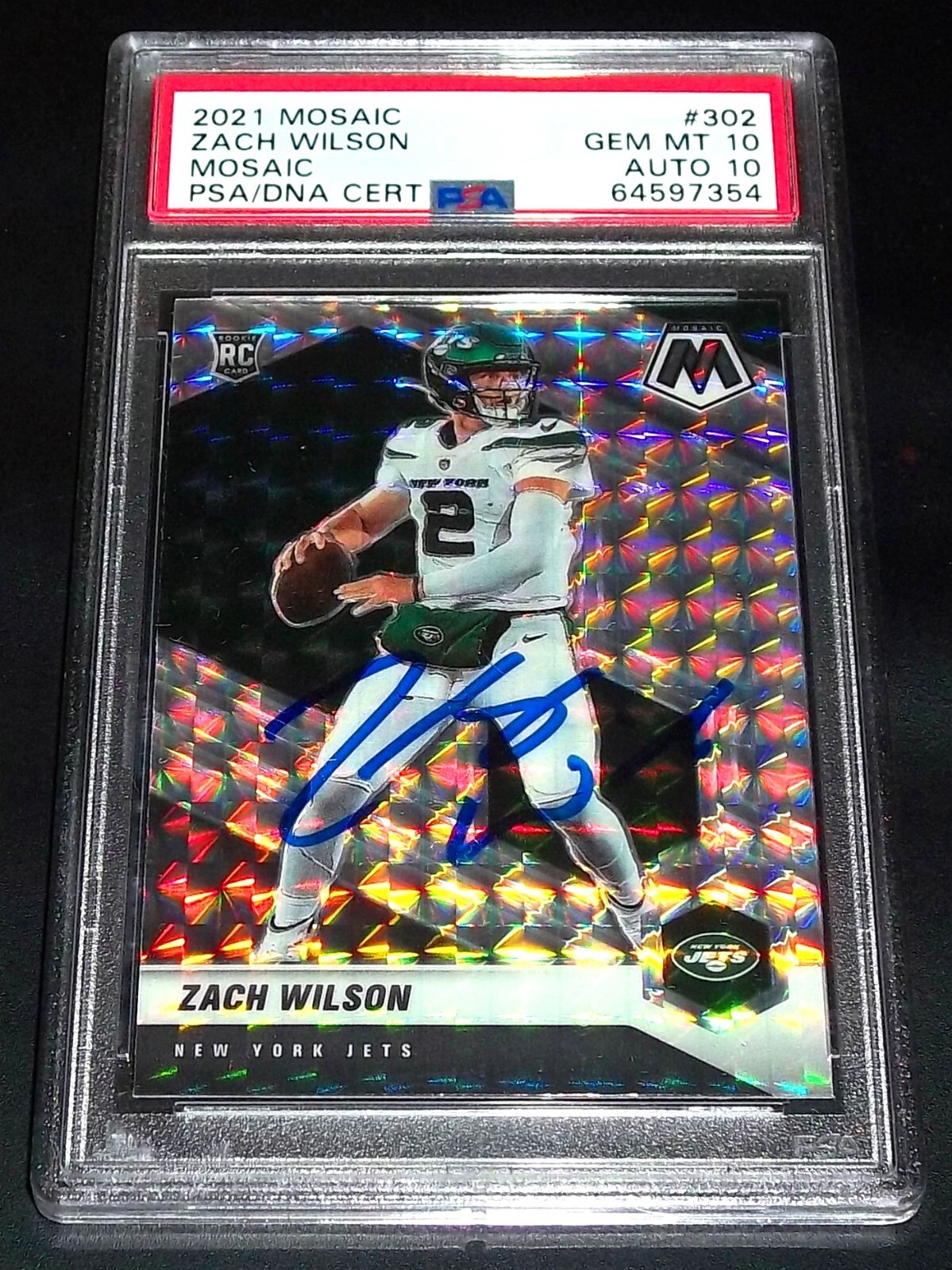 PSA 10 PSA DNA 10 Autograph Rc Zach Wilson Auto 2021 Mosaic #302 Rookie ...