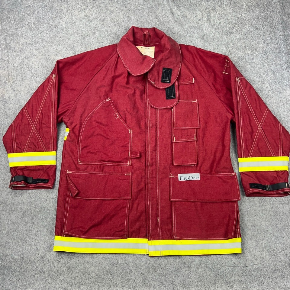 Fire Dex Firefighter Turnout Jacket Mens Large Red Fireman Coat 50x33 ...