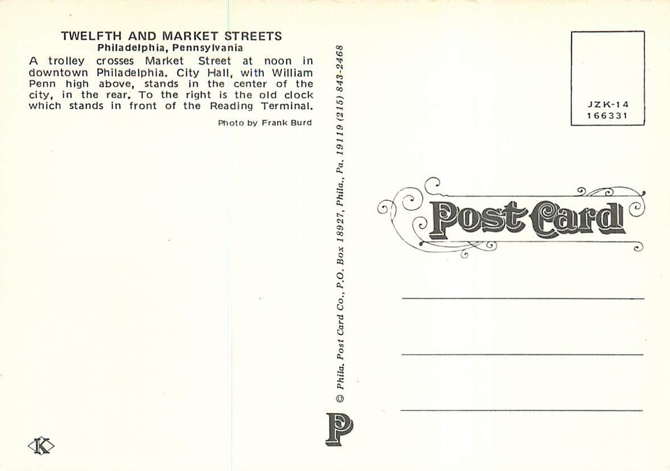 Postcard Twelfth & Market Streets, Street Car, Philadelphia ...
