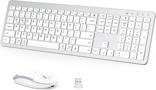 Silver Wireless Keyboard And Mouse Combo Set 2.4G For Mac Apple Pc Full ...