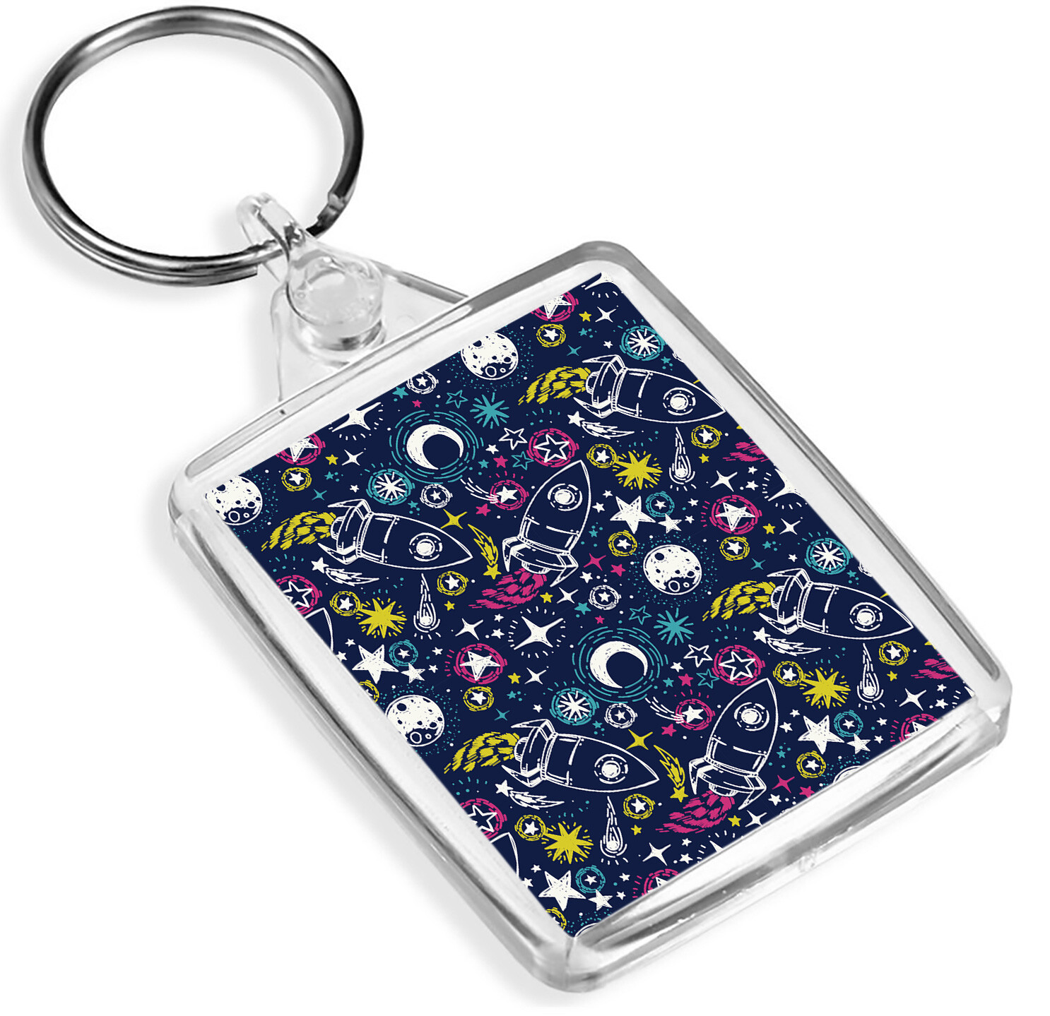 Space Rocket Ship Keyring Moon Stars Galaxy Kids Keyring Gift #14809 | eBay