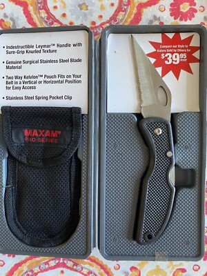 MAXAM Pro Knife/Case Folding Hunting Fishing Tactical Lockback Leymar ...