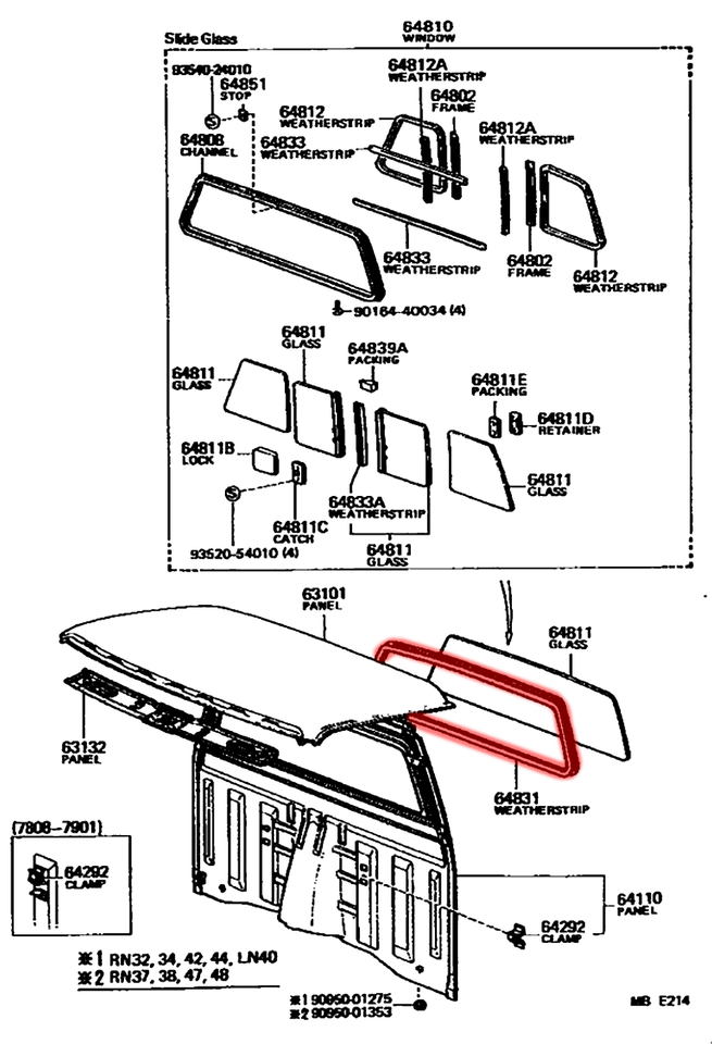 for Toyota Hilux RN30 RN40 LN30 LN40 front rear windshield weatherstrip ...