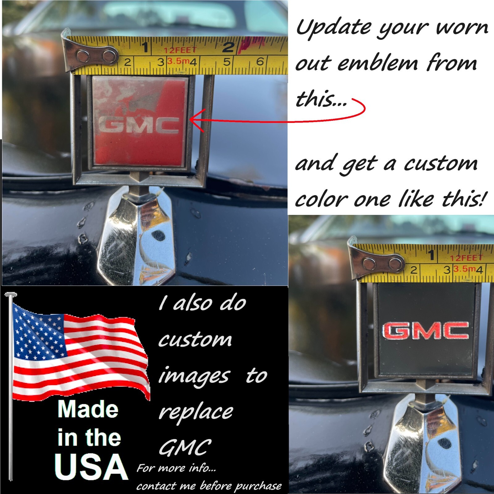 Hood ornament emblem fits GMC 80 to 87 Caballero CUSTOM COLORS ...