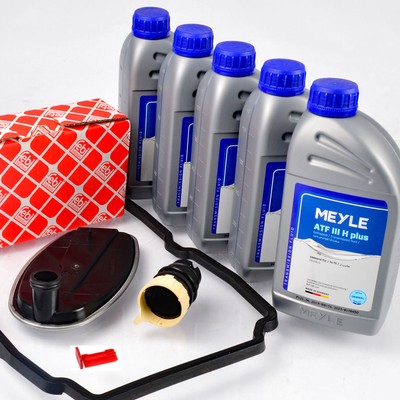 FEBI 10098 Hydraulikfilter + 5L MEYLE Öl für MERCEDES Automatikgetriebe ...