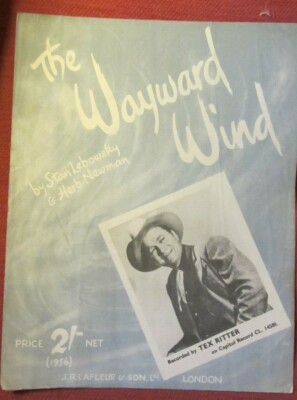 The Wayward Wind Vintage Music Sheet-1956-Tex Ritter | eBay UK