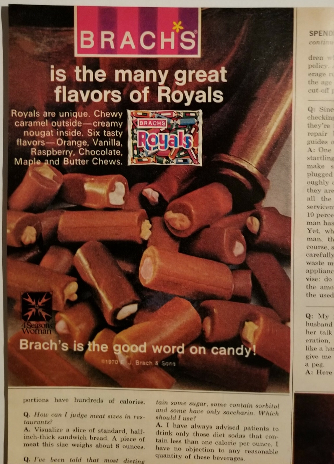 Vintage BRACH'S Starlight Mints & Royals 1971 Large Magazine Ad ...