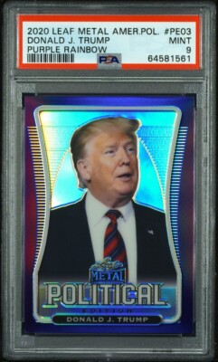 Donald Trump 2020 Leaf Metal Political PE03 Purple Rainbow PSA 9. Only ...