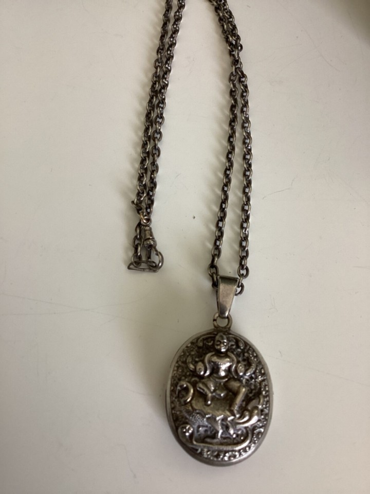 Antique Sterling Silver Hindu Deities God Pendant Locket and Chain | eBay
