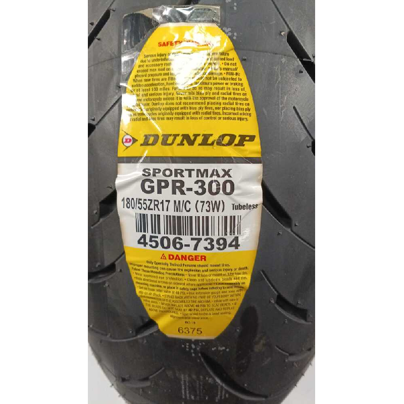 DUNLOP Sportmax GPR-300 180/55ZR17 Rear Motorcycle Tire Radial Sport ...