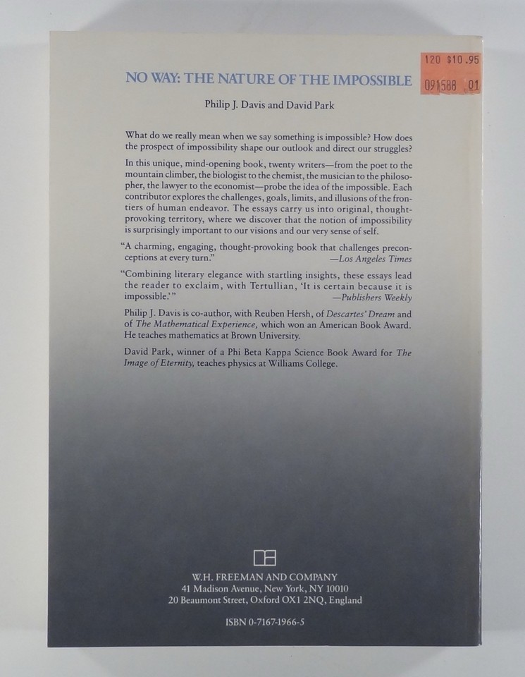 1987 NO WAY: The Nature of the Impossible PHILOSOPHY science ...