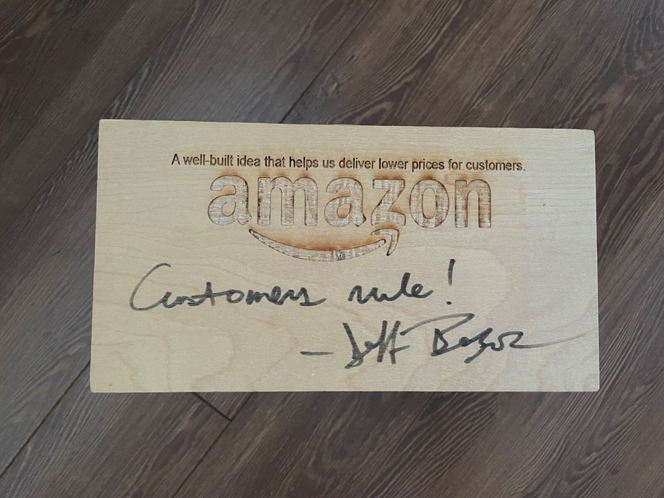 jeff bezos signed amazon door desk award 2013 rare signature authentic ...