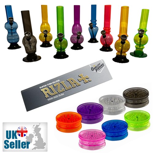 Acrylic Water Pipe 15cm Bong Small Tobacco Grinder Rizla Bundle Hookah ...
