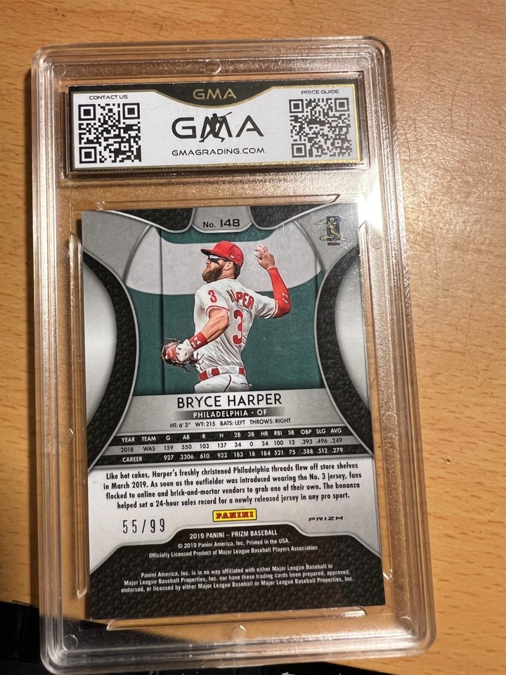 2019 Panini Prizm Bryce Harper Zebra Stripes Parallel GMA 9 MINT ...