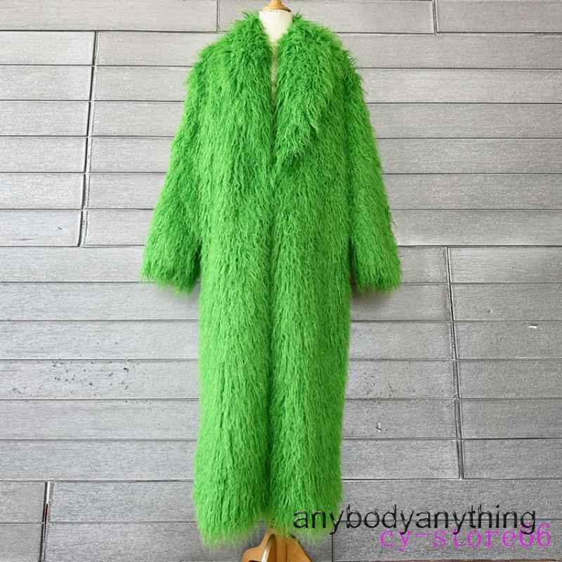 Women's Stage Coats Full Length Long Party Sleeve Faux Wool Fur Classic ...