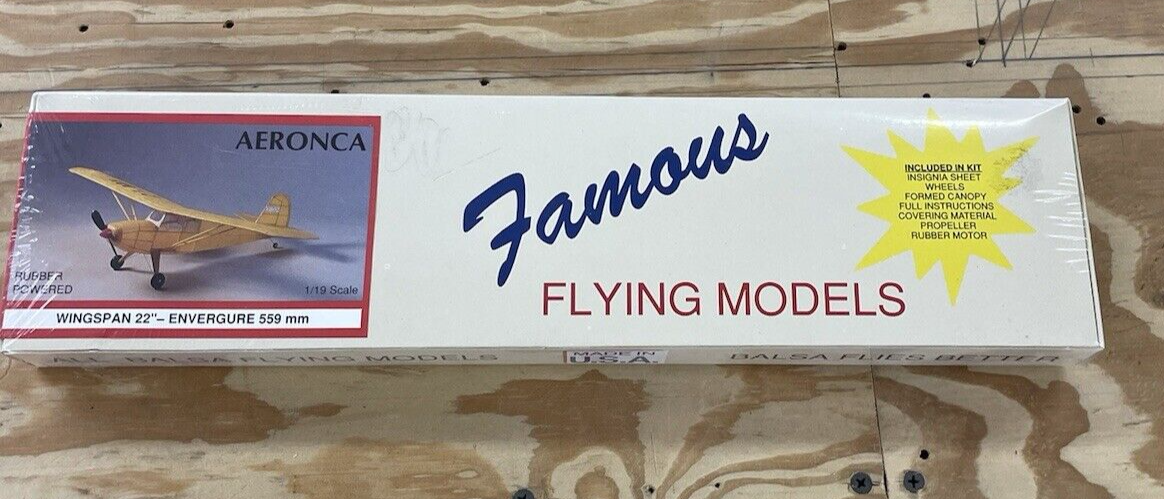Famous Flying Models Aeronca Balsa WoodKit 22” Wing Span Factory Sealed ...