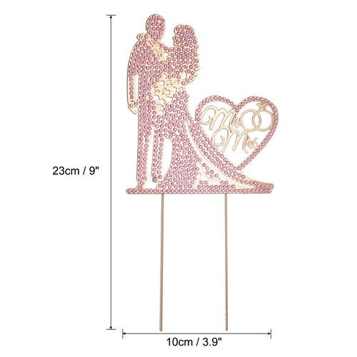 Wedding Cake Toppers Rhinestone Metal Bride and Groom Anniversary, Gold ...