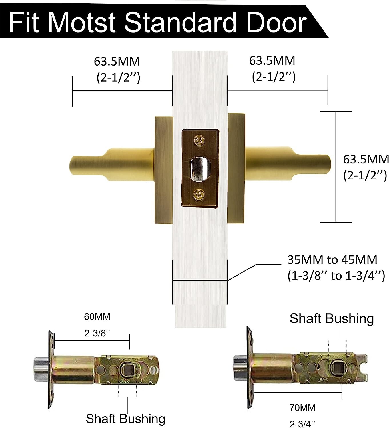 Linkaa, Privacy Door Lever w/Lock, Gold Stain Brass, Keyless Door Lock ...