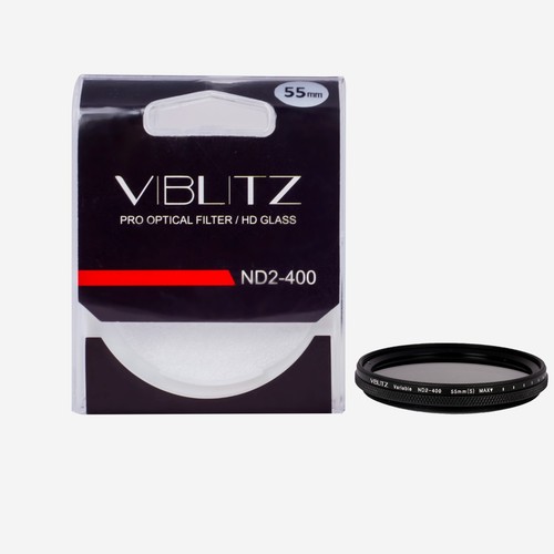 Viblitz Slim Variable Neutral Density Lens Filter ND2-ND400 52mm/55mm ...