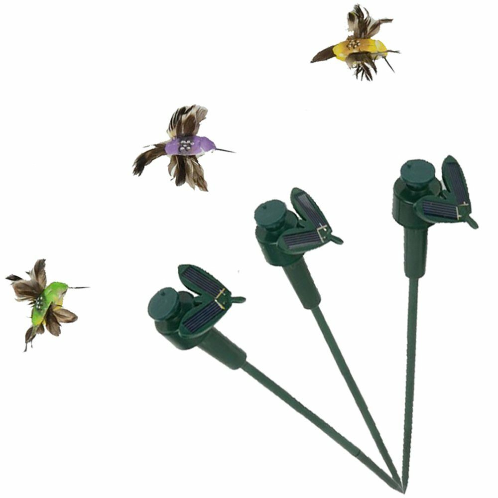 3x Hummingbird Solar Powered Flying Fluttering Garden Yard Outdoor ...
