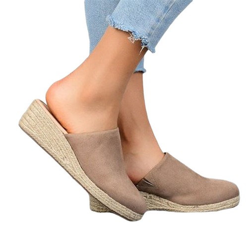 Womens Closed Toe Mule Wedges Sandals Slides Slip On Backless Loafer | eBay