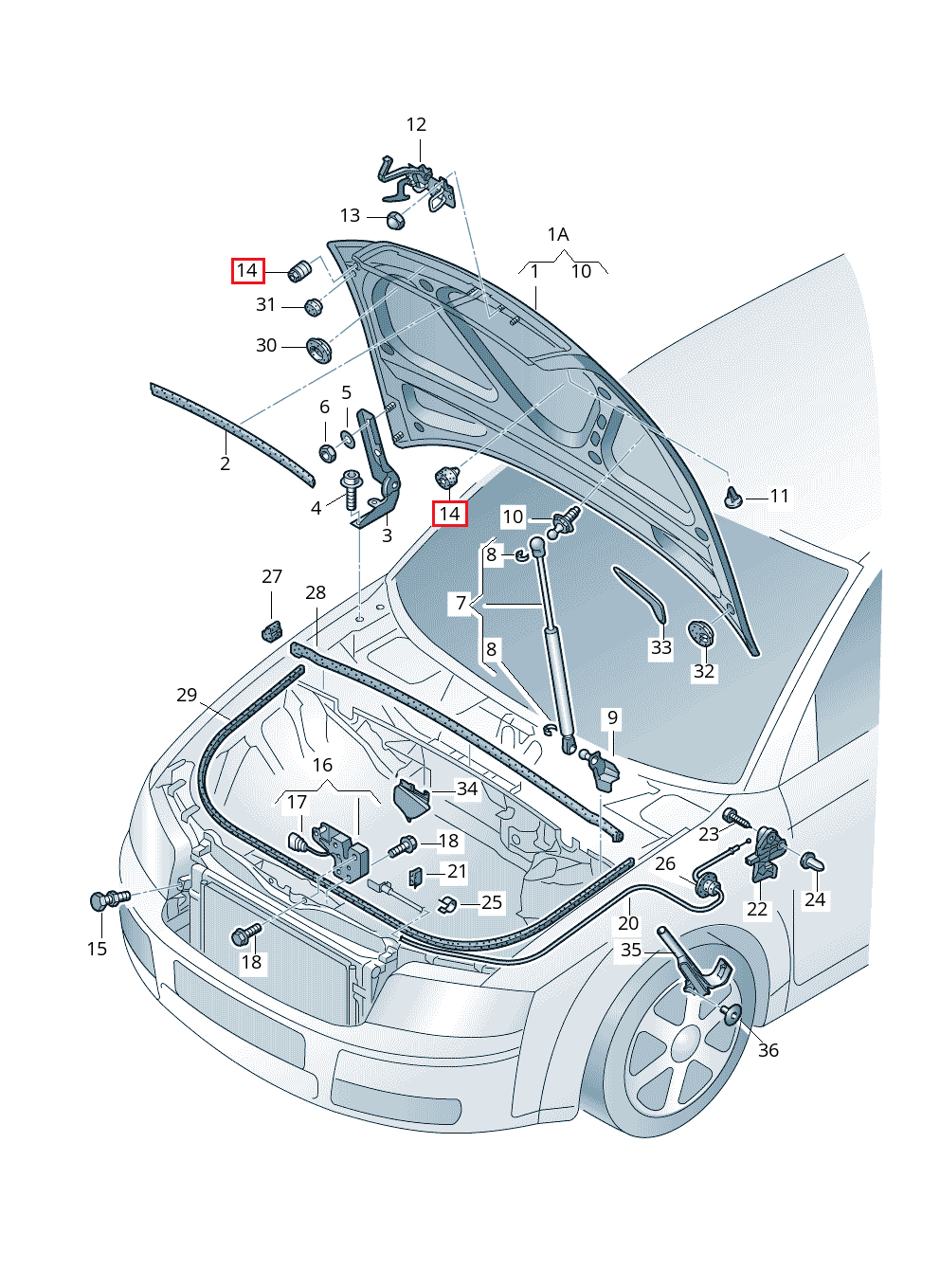 NEW GENUINE AUDI A1 8X FRONT ENGINE BONNET HOOD STOP BUFFER 4PCS SET ...