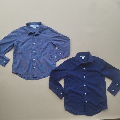 Lot Of 2 Old Navy Built-In Flex Navy Blue Boys White Button Down Size S ...
