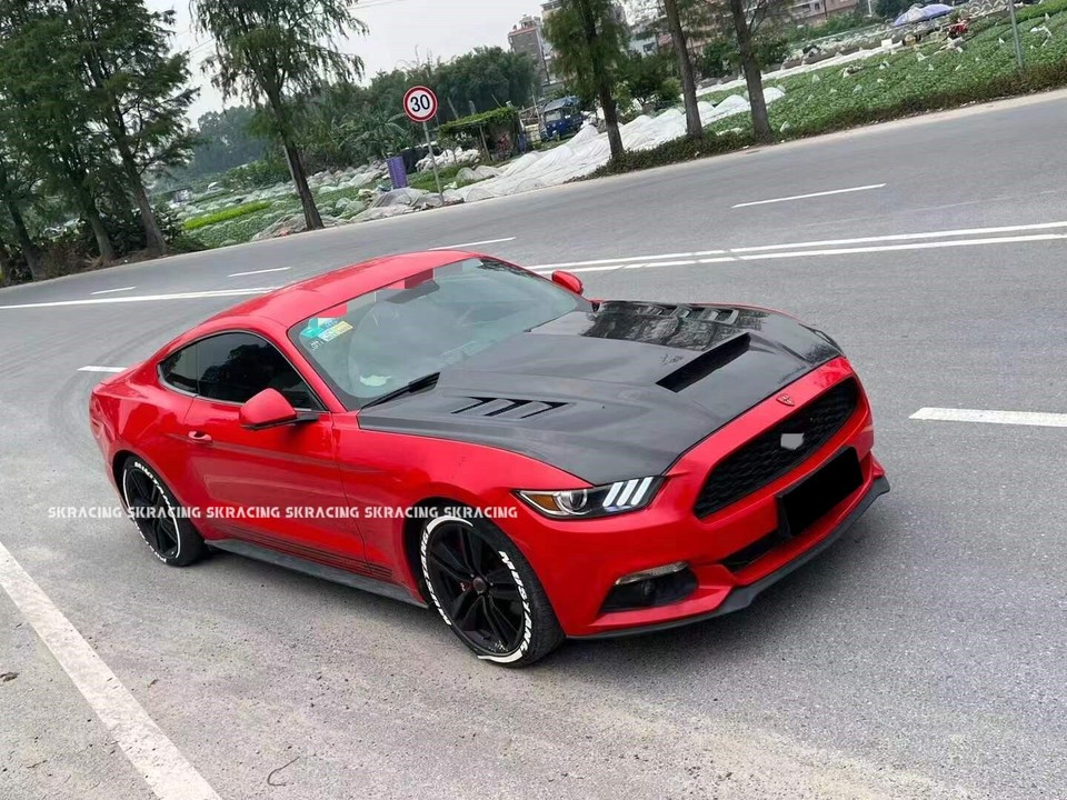 For Ford Mustang 15-23 Real Carbon Fiber Bodykits Engine Hood panel ...