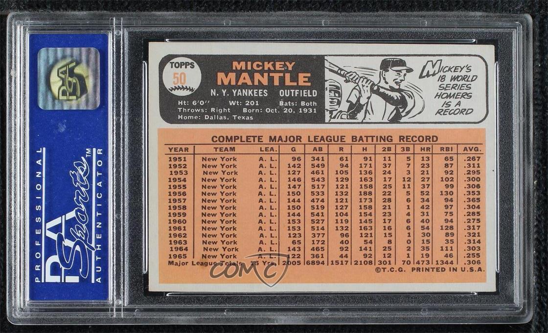 1966 Topps Mickey Mantle #50 PSA 6 HOF | eBay