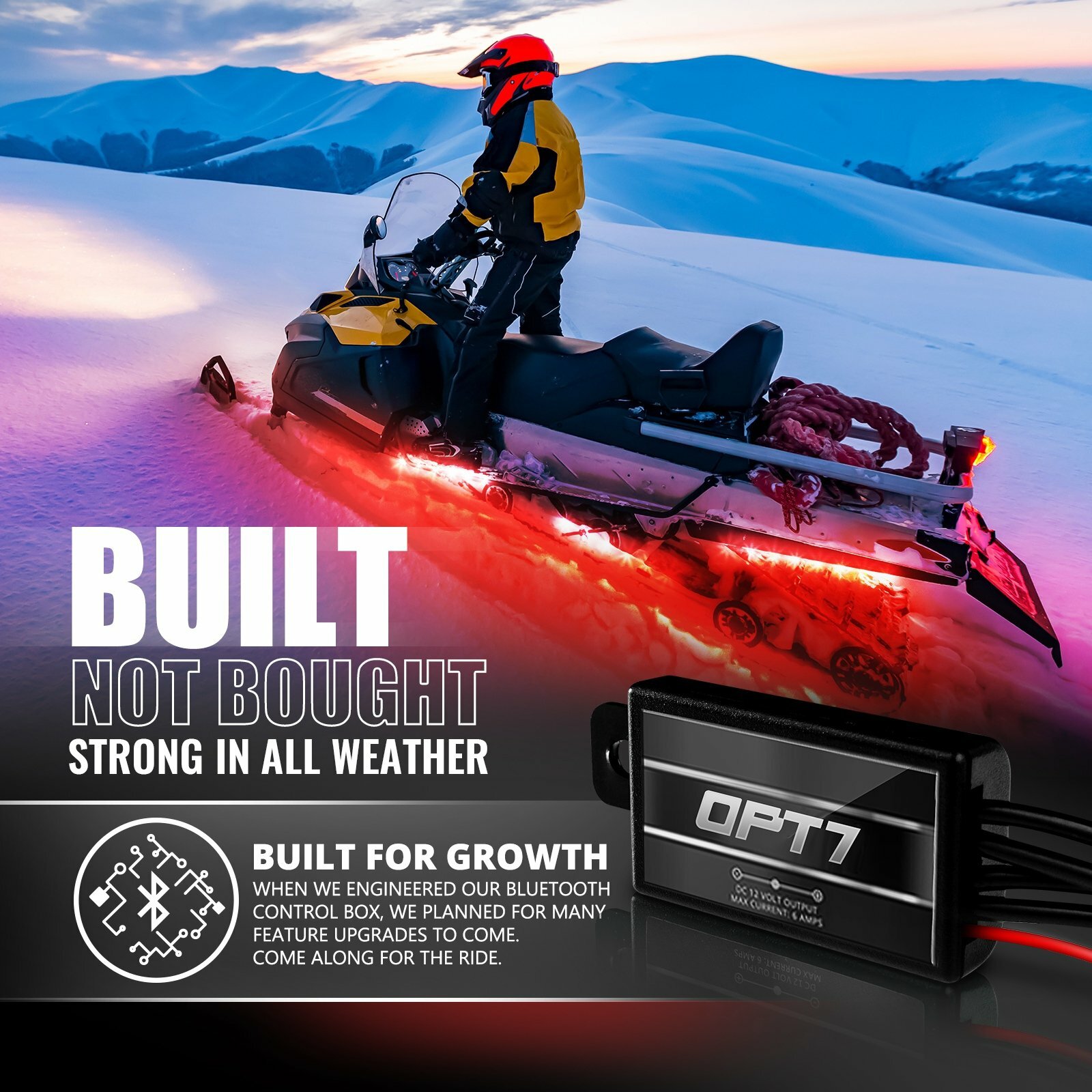 OPT7 Aura Snowmobile LED Underglow Neon Light Kit All-Color Remote ...