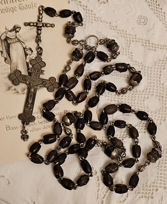 Atq Victorian Mourning Gutta Percha Vulcanite Bead Nuns Rosary Prayer ...