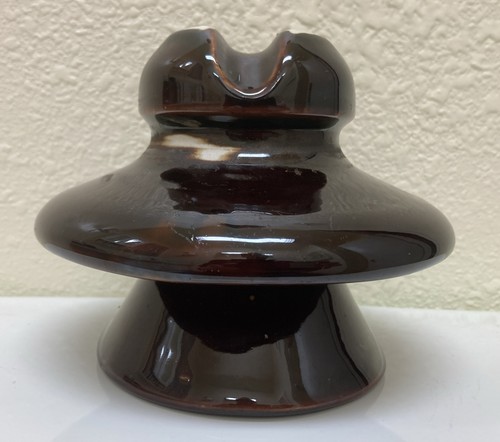 Vintage 6” Dia. Brown Saddle 2-Way Split Top Signal Porcelain/Ceramic ...