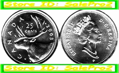 CANADA 2003 P CANADIAN CARIBOU QUARTER QUEEN II BU OUT OF ROLL 25 CENT ...