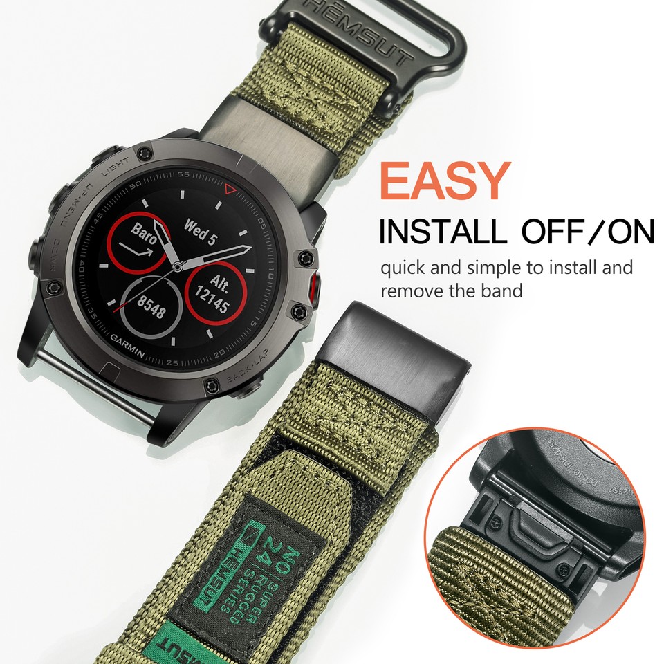 Rugged Nylon Watch Band for Garmin fēnix/Forerunner/Vivoactive/Approach ...