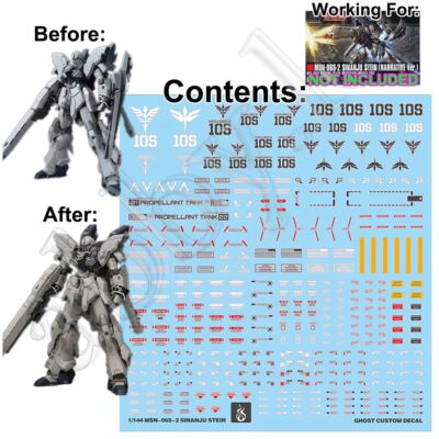 for HG 1/144 Sinanju Stein Narrative ver. NT Water Slide UV Light ...
